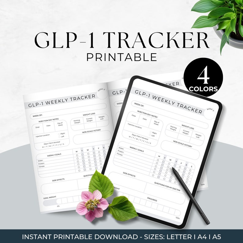 Tirzepatide Weekly Journal, GLP1 Weight Loss Tracker, Semaglutide ...