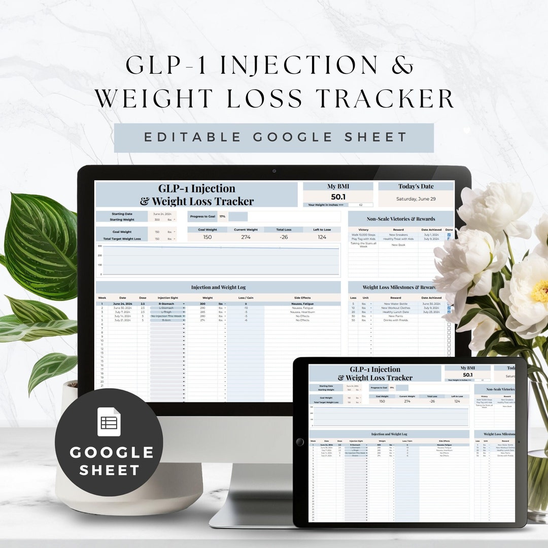 Tirzepatide Injection Tracker Google Sheet, GLP1 Weight Loss Tracker ...