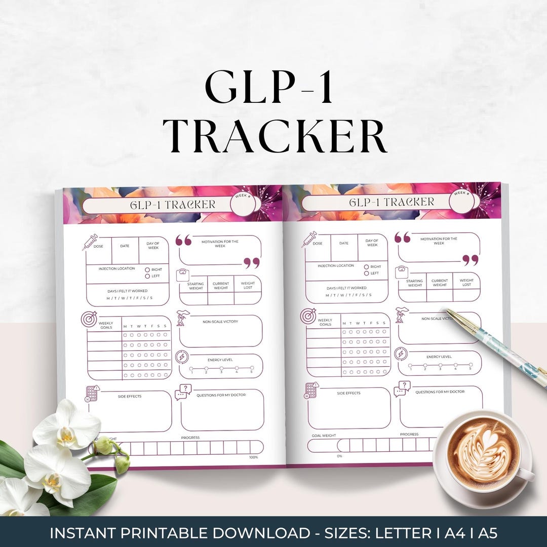GLP1 Weekly Tracker, Tirzepatide Weight Loss Journal, Semaglutide ...