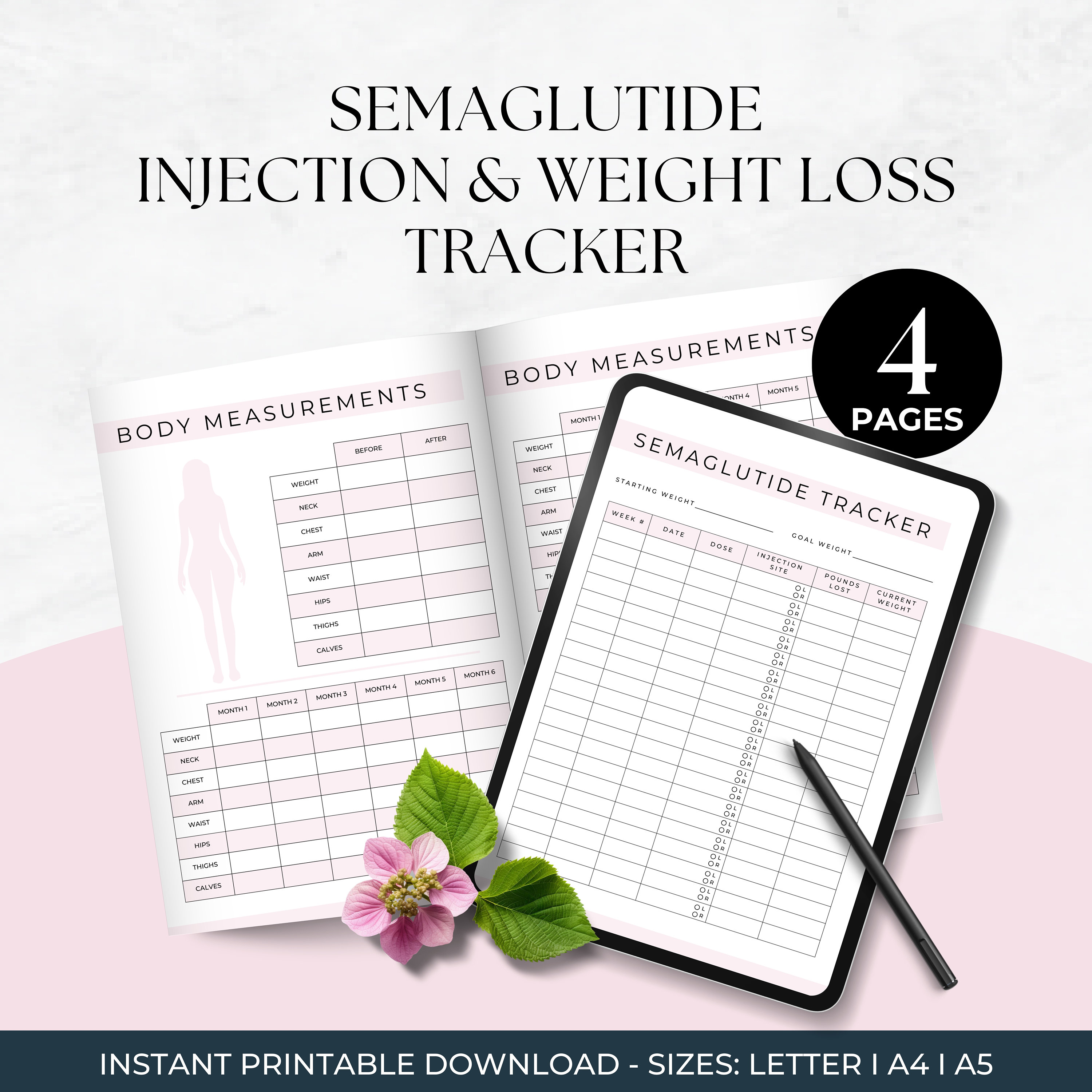 Semaglutide Injection Tracker, Semaglutide Weight Loss Tracker, Simple ...