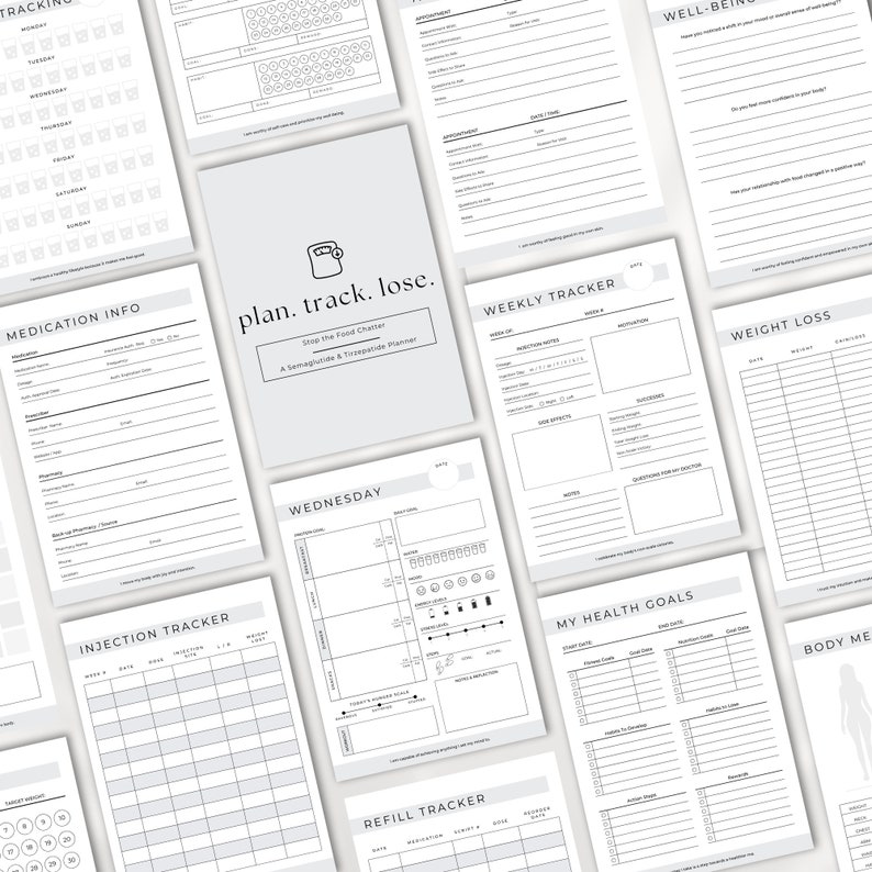 Semaglutide Weight Loss Tracker, Tirzepatide Weekly Tracker, Medicated ...