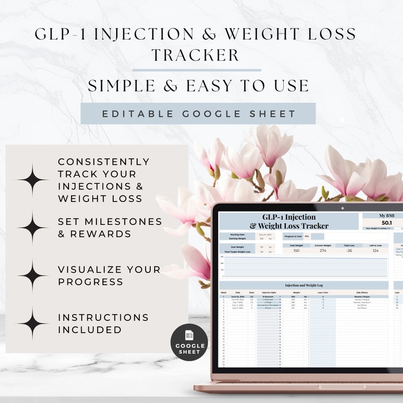 Tirzepatide Injection Tracker Google Sheet, GLP1 Weight Loss Tracker ...
