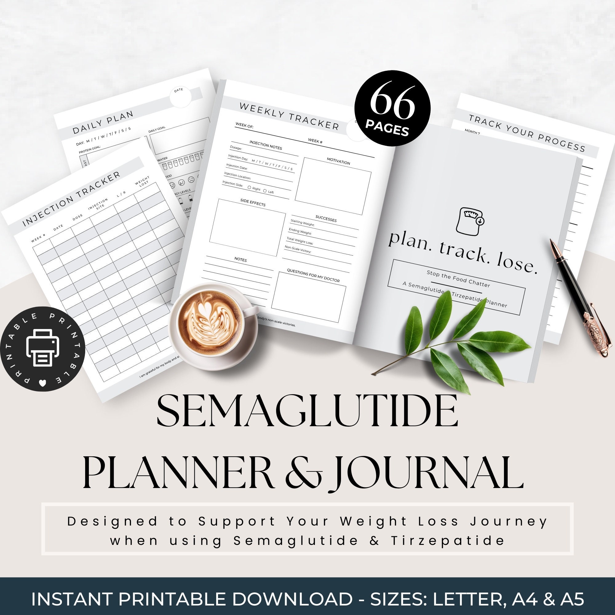 Semaglutide Weight Loss Tracker, Tirzepatide Weekly Tracker, Medicated ...
