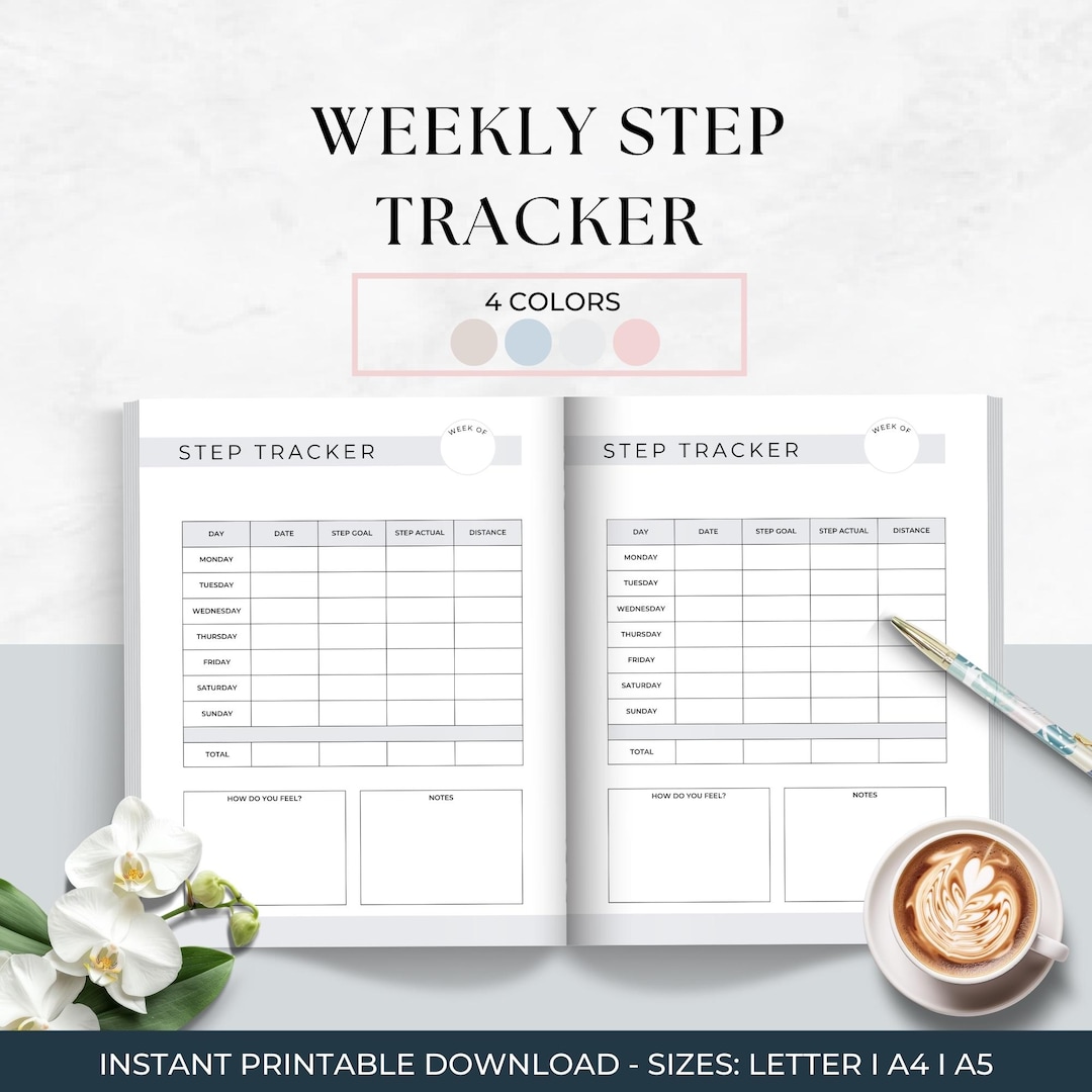 Step Tracker Printable, Daily Step Log, Fitness Tracker, Health Journal ...