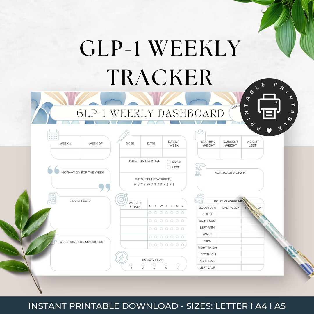 GLP1 Weekly Injection Tracker, Tirzepatide Weight Loss Journal ...