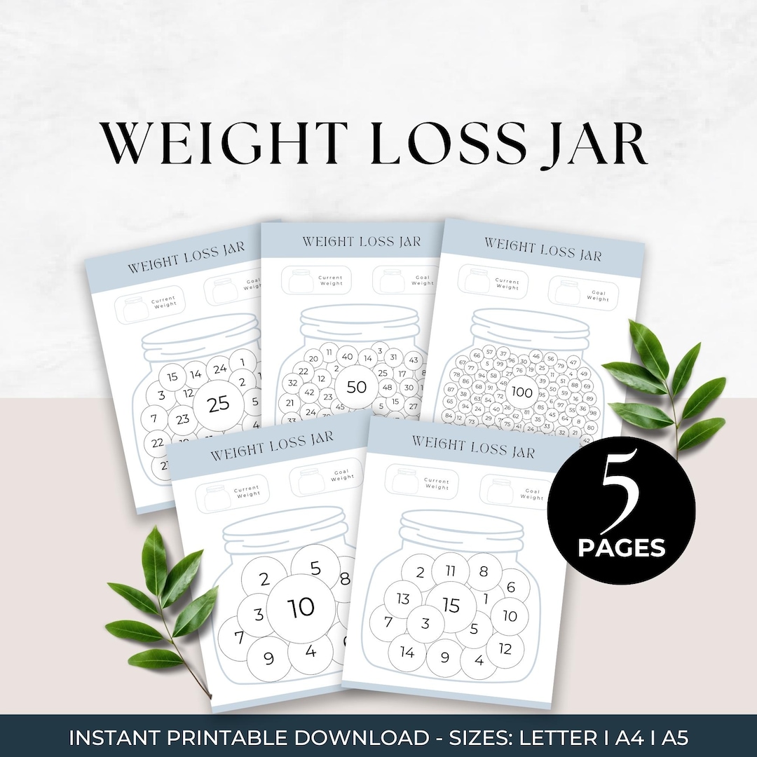 Weight Loss Jar, Pounds Lost Tracker, Kilos Lost Log, Weight Loss ...