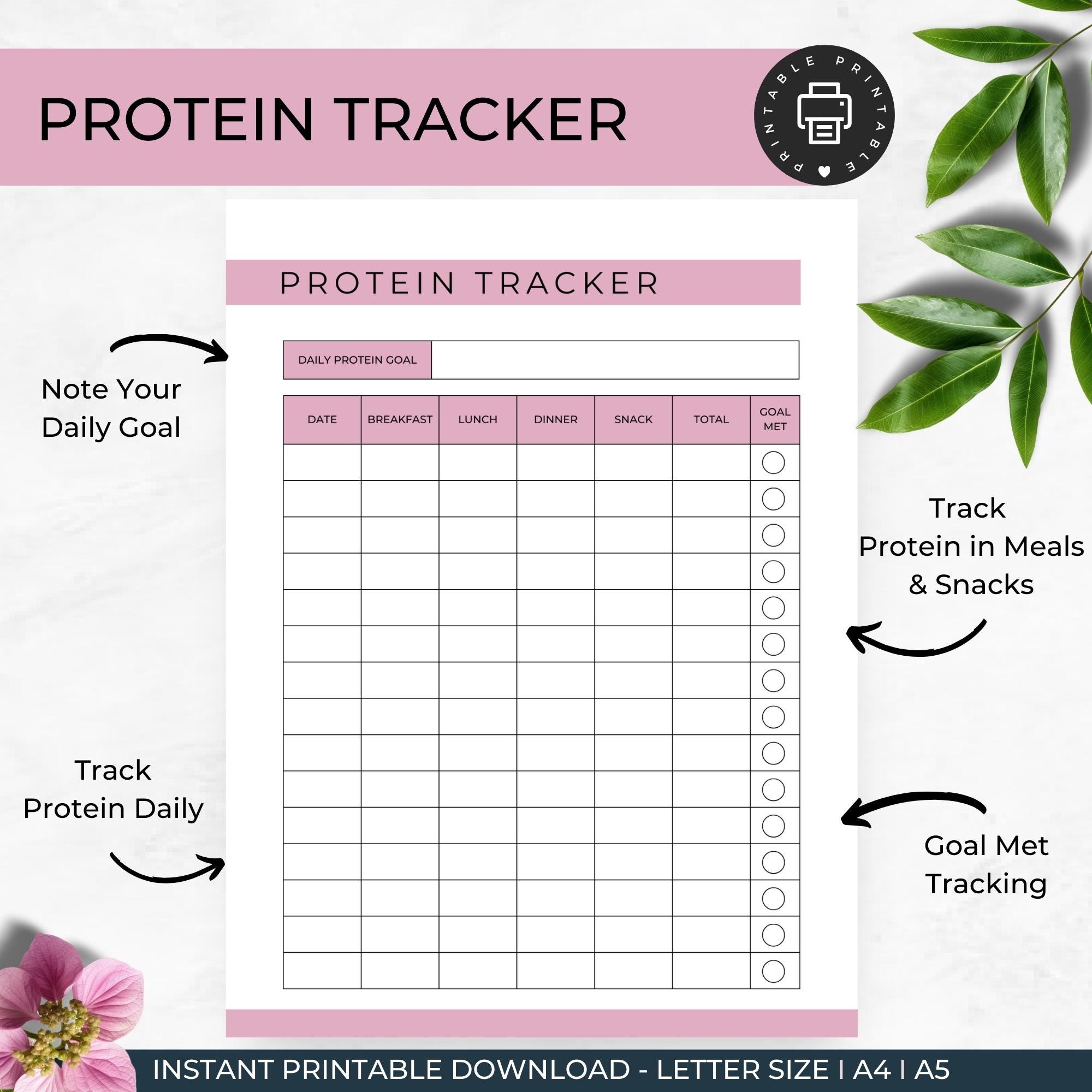 Protein Tracker, Daily Protein Log, GLP1 Protein Goals, Healthy Meals ...