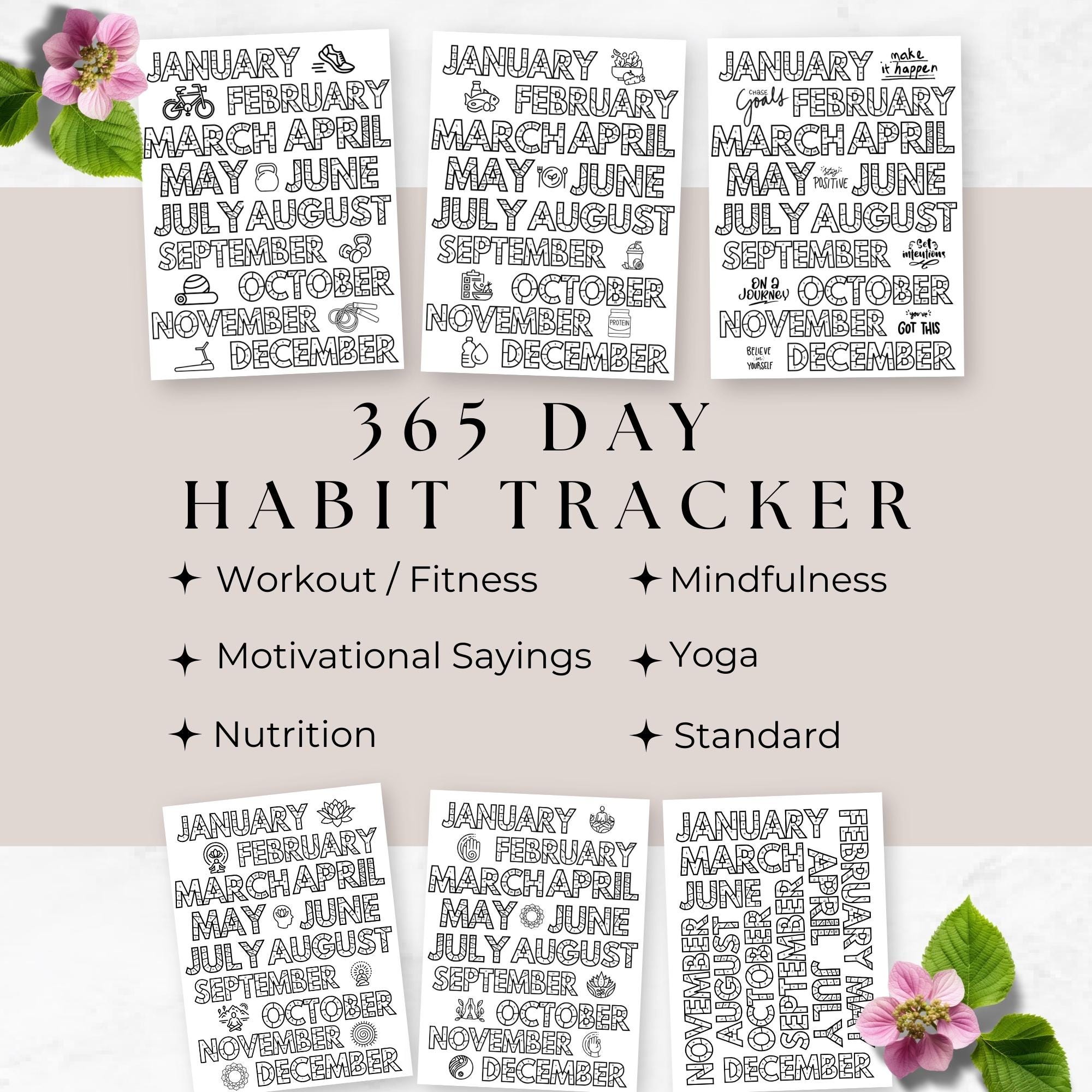 2025 Habit Tracker Coloring Sheet, 365 Day Coloring Habit Tracker ...