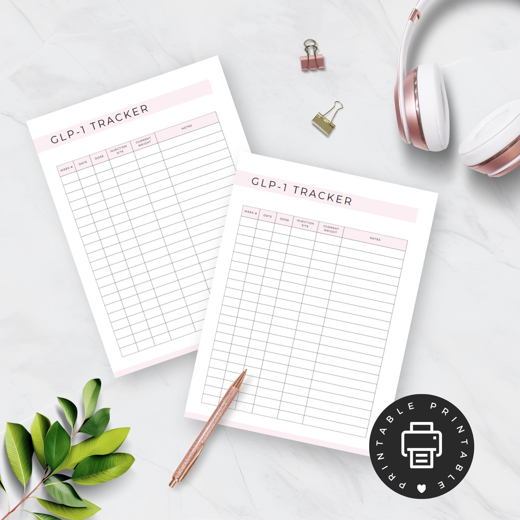 GLP1 Injection Tracker, Tirzepatide Weekly Journal, Semaglutide ...