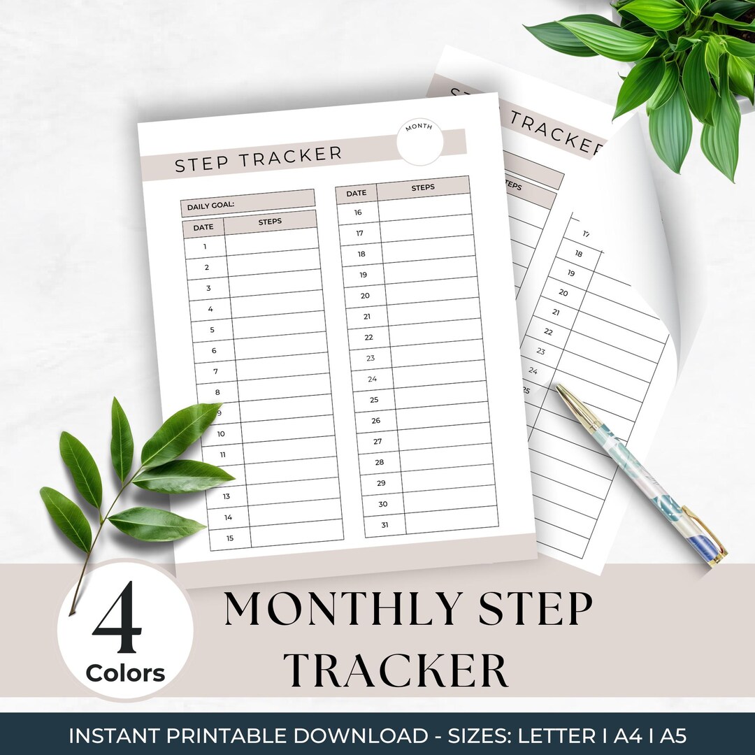 Step Tracker Printable, Daily Step Log, Fitness Tracker, Health Journal ...