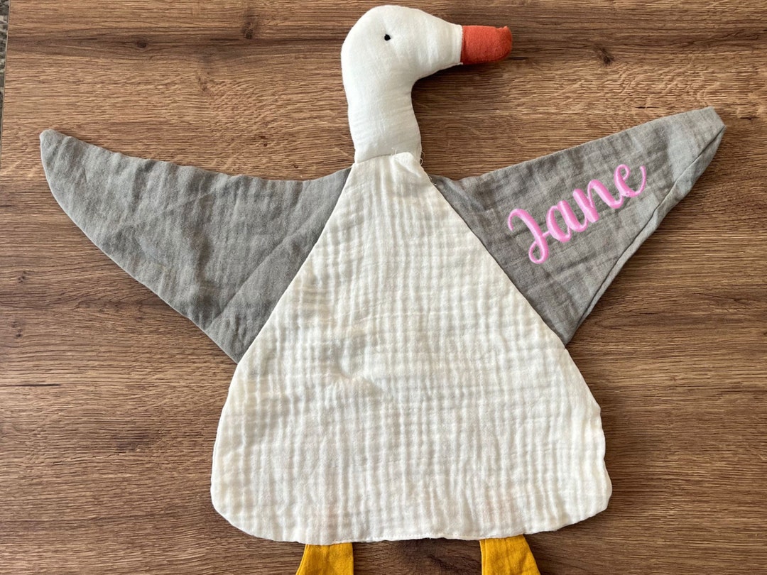 Baby Comforter Goose Toy Personalized Name Embroidery Organic Cotton ...