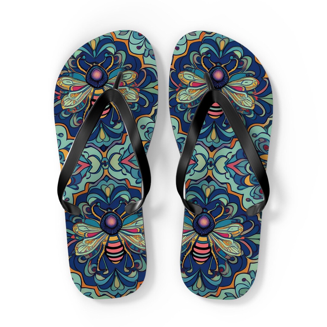 Bee Boho, Hippy Flip Flops Womens Boho Thong Sandals, Slip on Beach ...