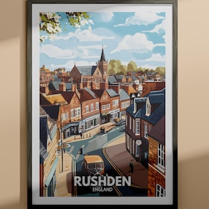 Rushden Print - Rushden Travel Poster / England Wall Art Print ...