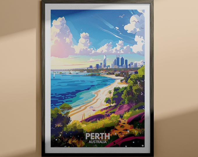 Perth Traditional Travel Print - Australia, Perth Print, Perth Poster ...