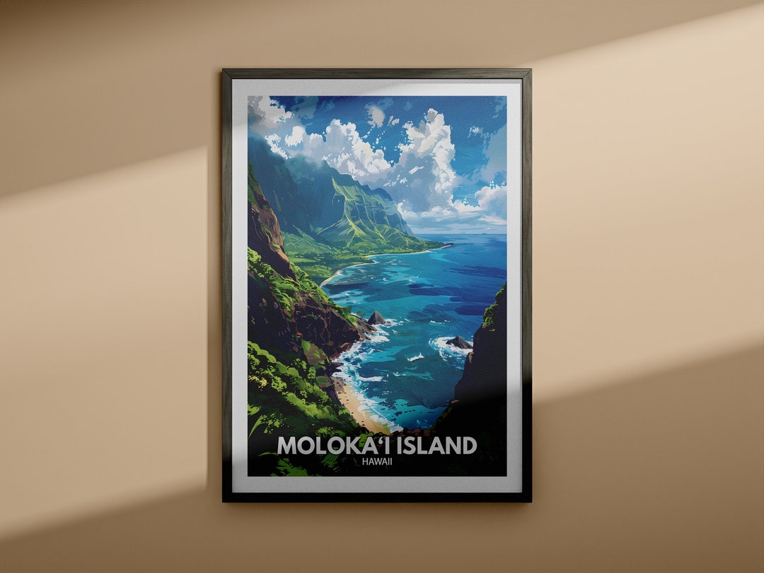 Moloka'i Print - Moloka'i Island Poster / Hawaii Island Art / Hawaii ...