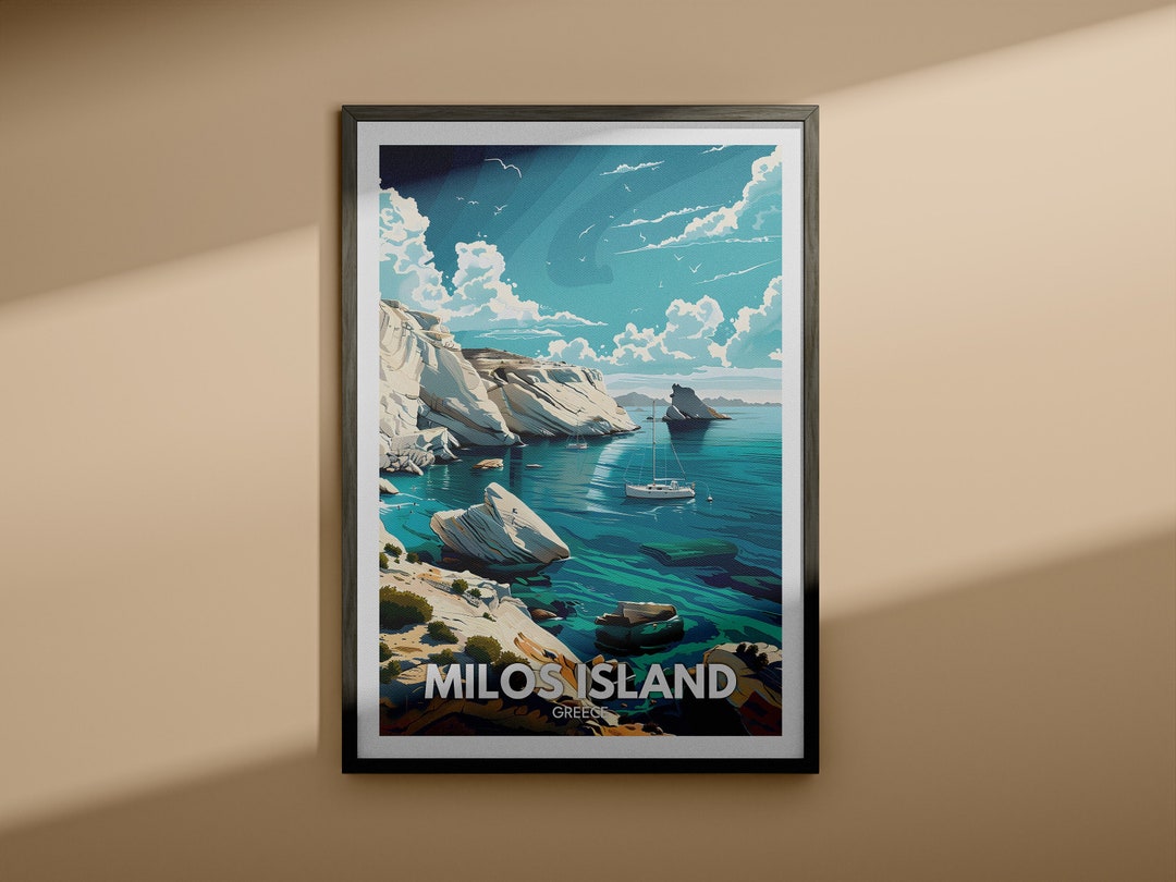 Milos Island Print - Milos Island Travel Poster / Greece Wall Art Print ...