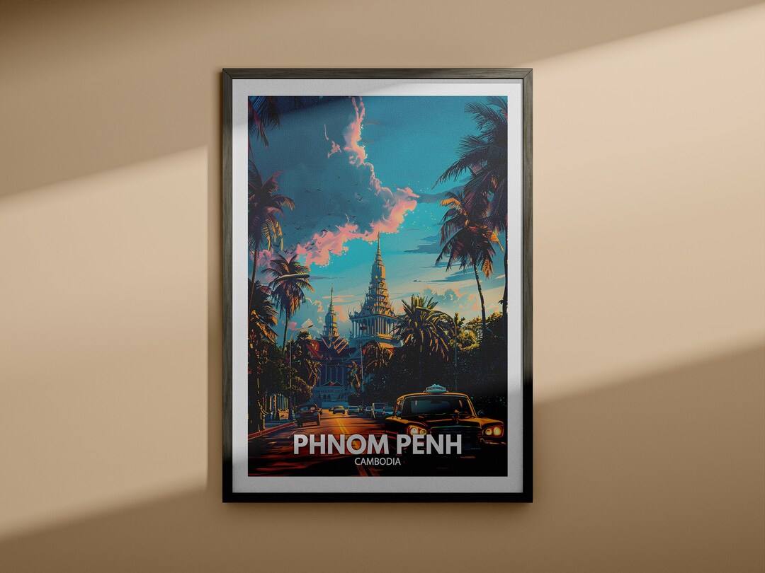 Phnom Penh Print - Phnom Penh Travel Poster / Cambodia Wall Art Print ...