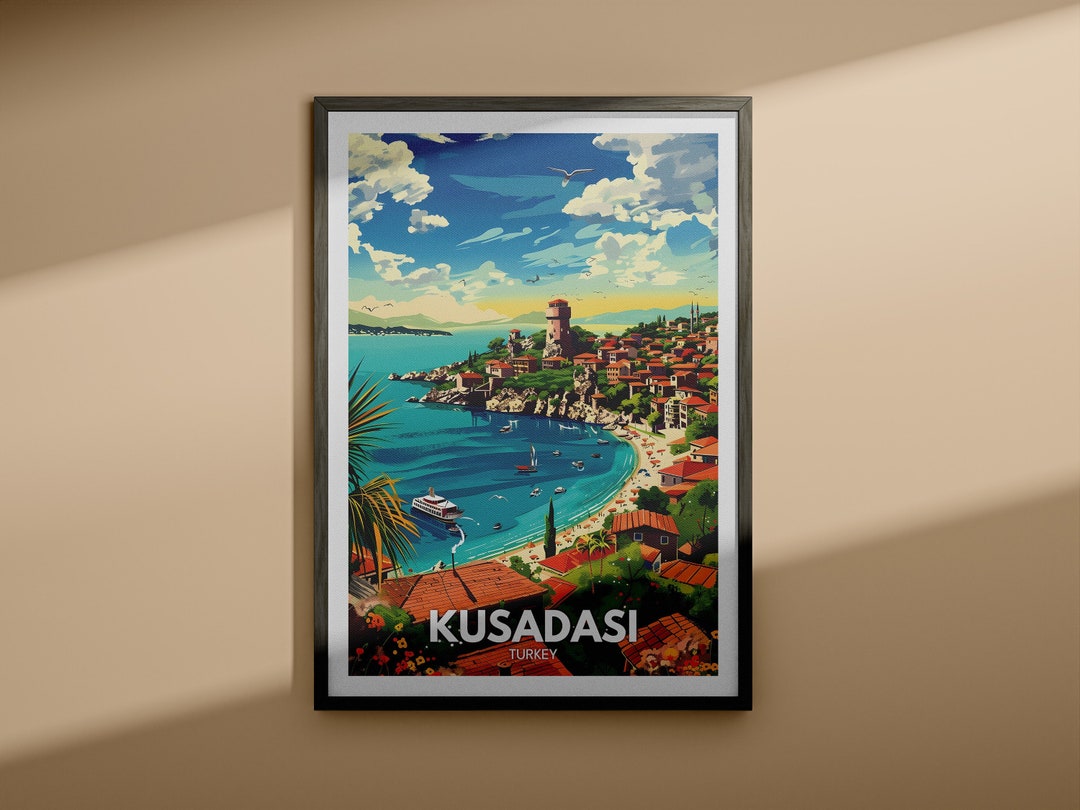 Kusadası Print - Kusadası Travel Poster / Turkey Travel Wall Art Print ...