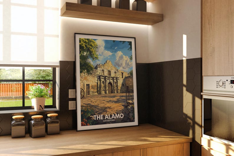 The Alamo Print - the Alamo Travel Poster / San Antonio Wall Art Print ...