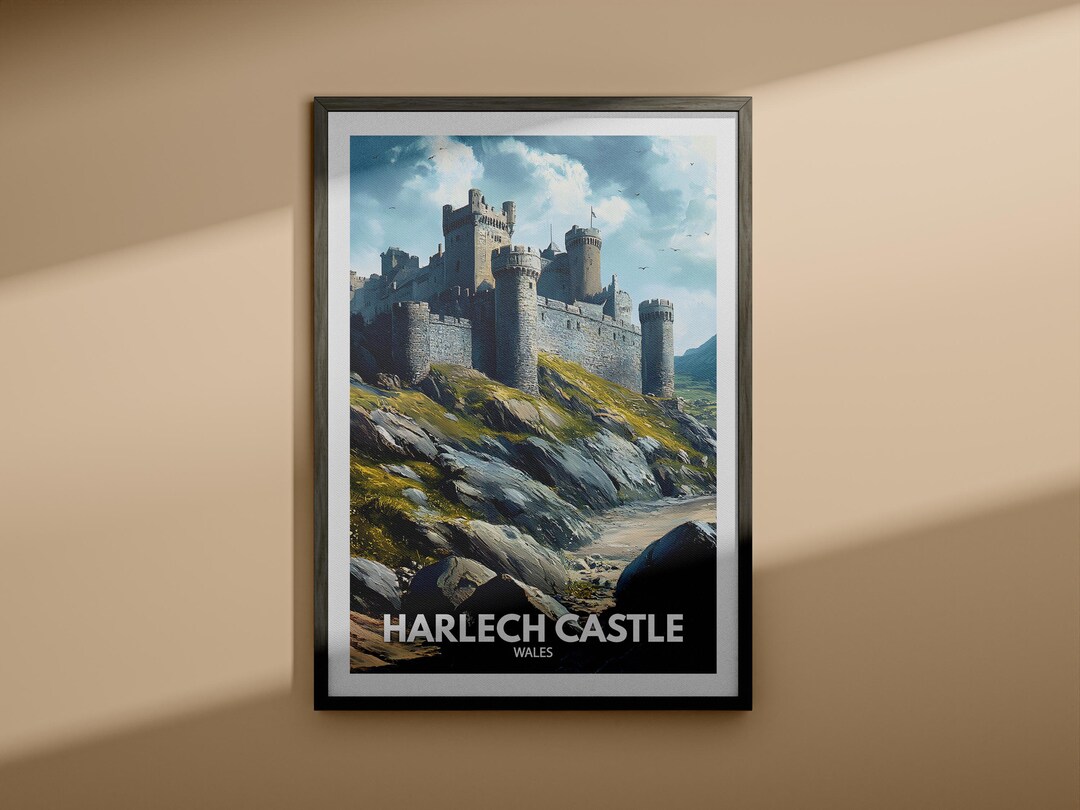 Harlech Castle Print - Harlech Castle Travel Poster / Wales Wall Art ...