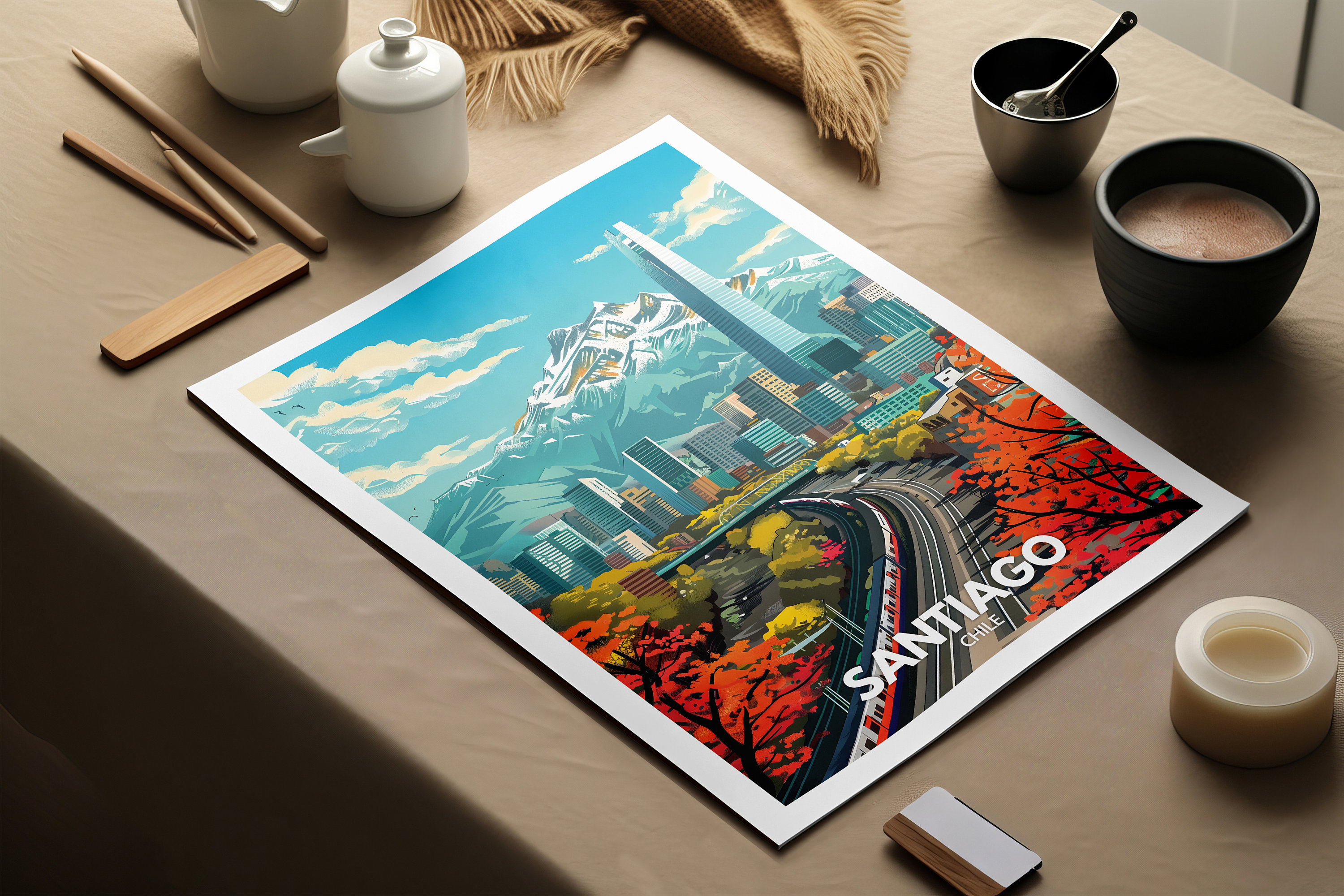 Santiago Print - Santiago Travel Poster / Chile Wall Art Print / Chile ...