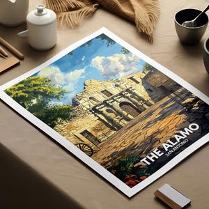 The Alamo Print - the Alamo Travel Poster / San Antonio Wall Art Print ...