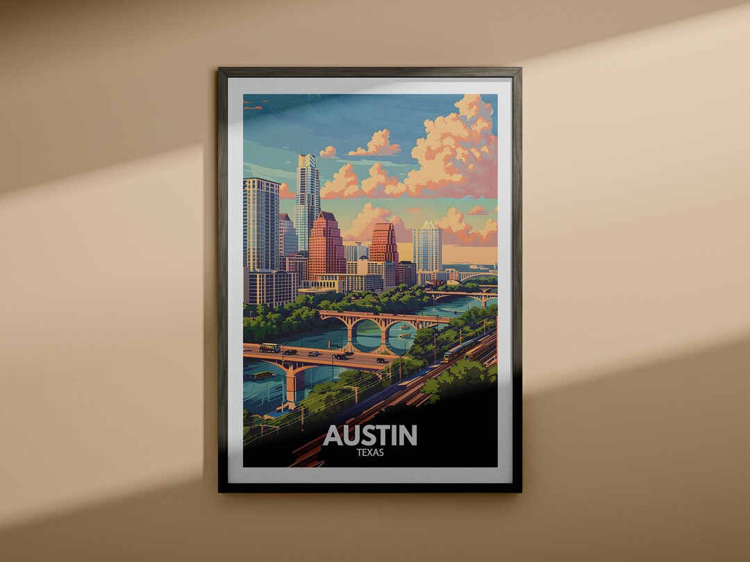 Austin Print - Austin Travel Poster / Texas Wall Art Print / United ...