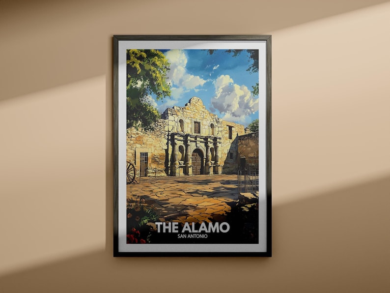 The Alamo Print - the Alamo Travel Poster / San Antonio Wall Art Print ...