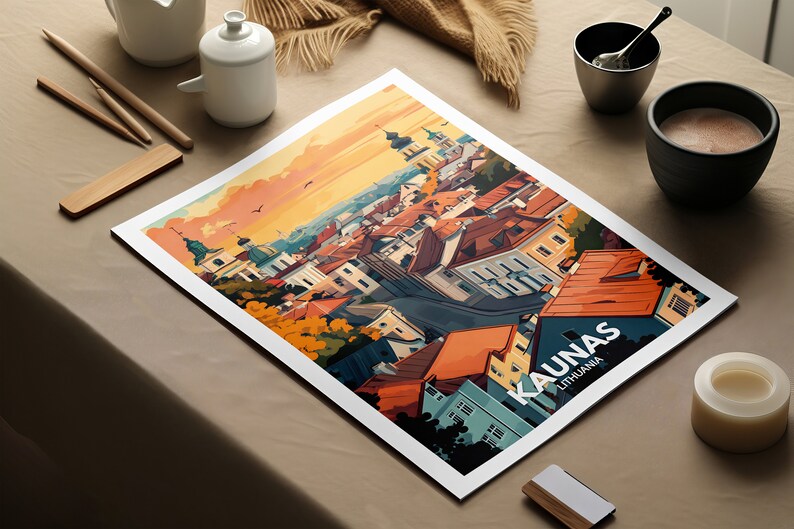 Kaunas Print - Kaunas Travel Poster / Lithuania Wall Art Print ...