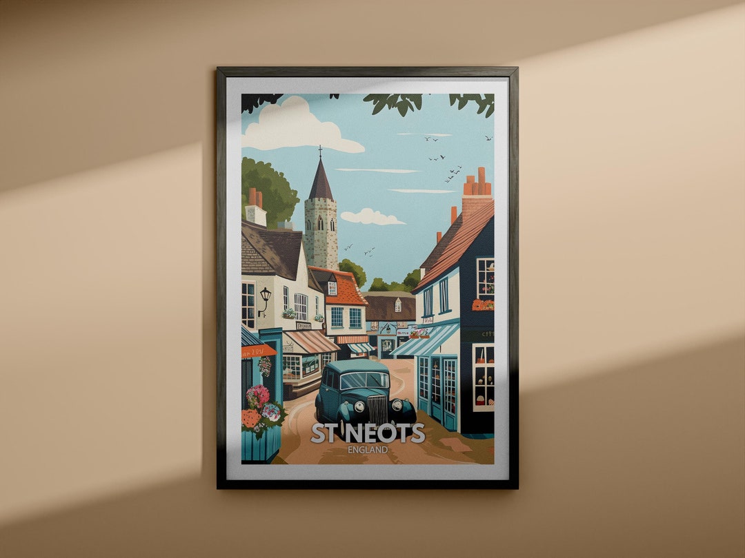 St Neots Print - St Neots Travel Poster / England Wall Art Print ...