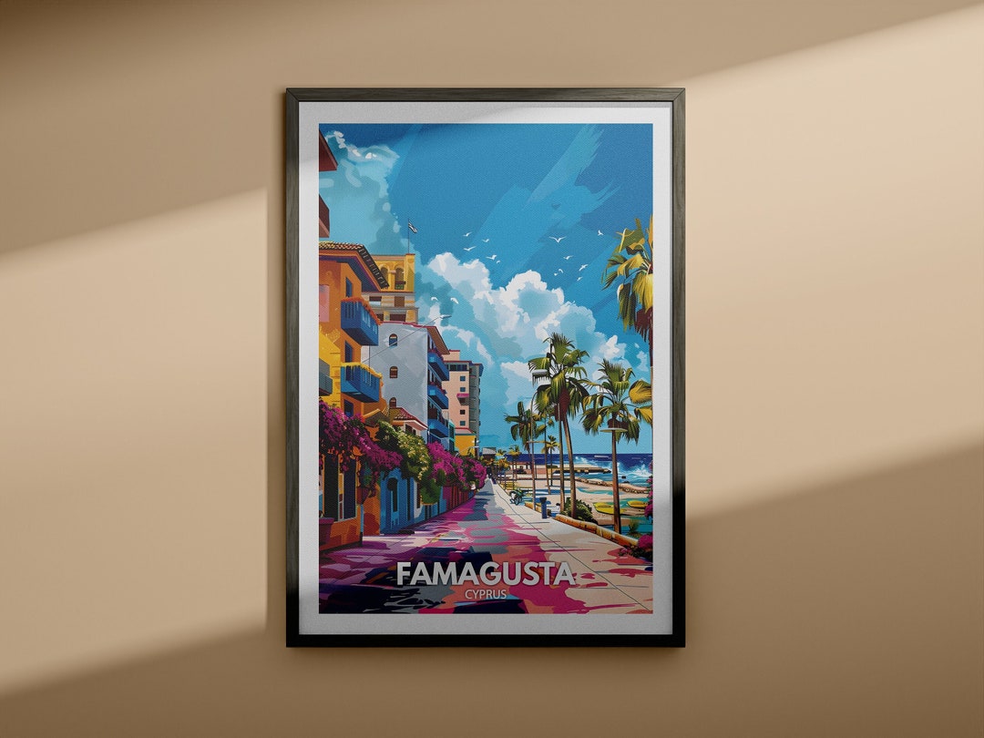 Famagusta Print - Famagusta Travel Poster / Cyprus Wall Art Print ...