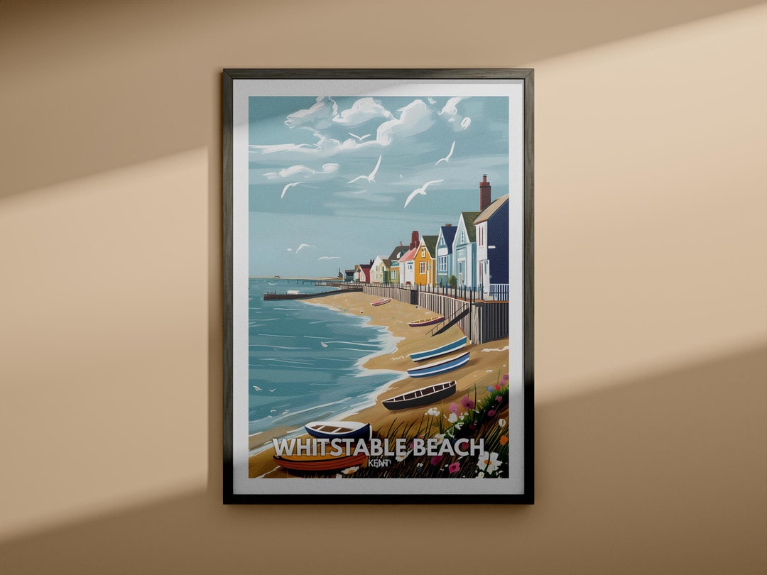 Whitstable Beach Print - Whitstable Beach Poster / Kent Beach Art ...