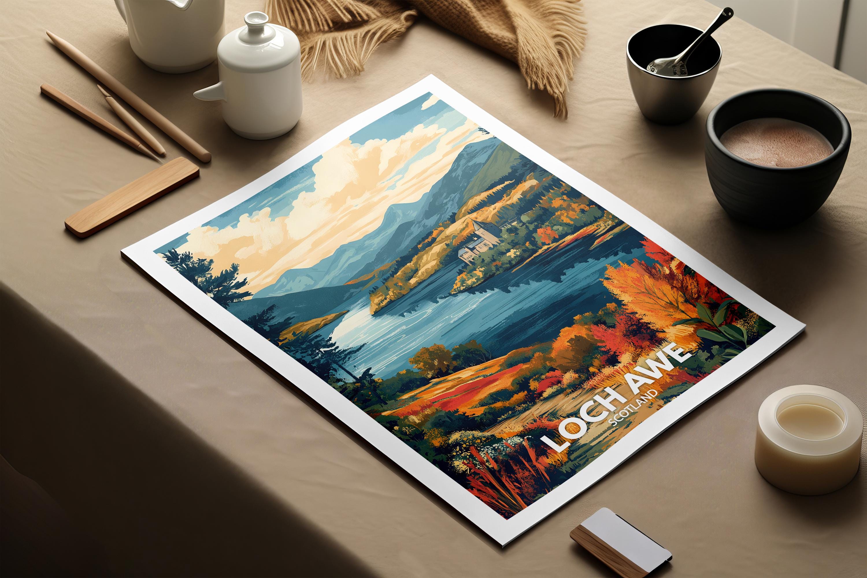 Loch Awe Print - Loch Awe Poster / Scotland Loch Art / Scotland Travel ...