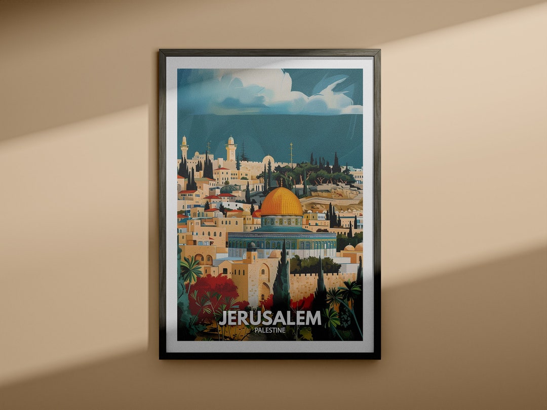 Jerusalem Art Print - Jerusalem Travel Poster / Palestine Wall Art ...