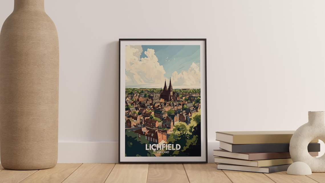 Lichfield Print - Lichfield Travel Poster / England Wall Art Print ...