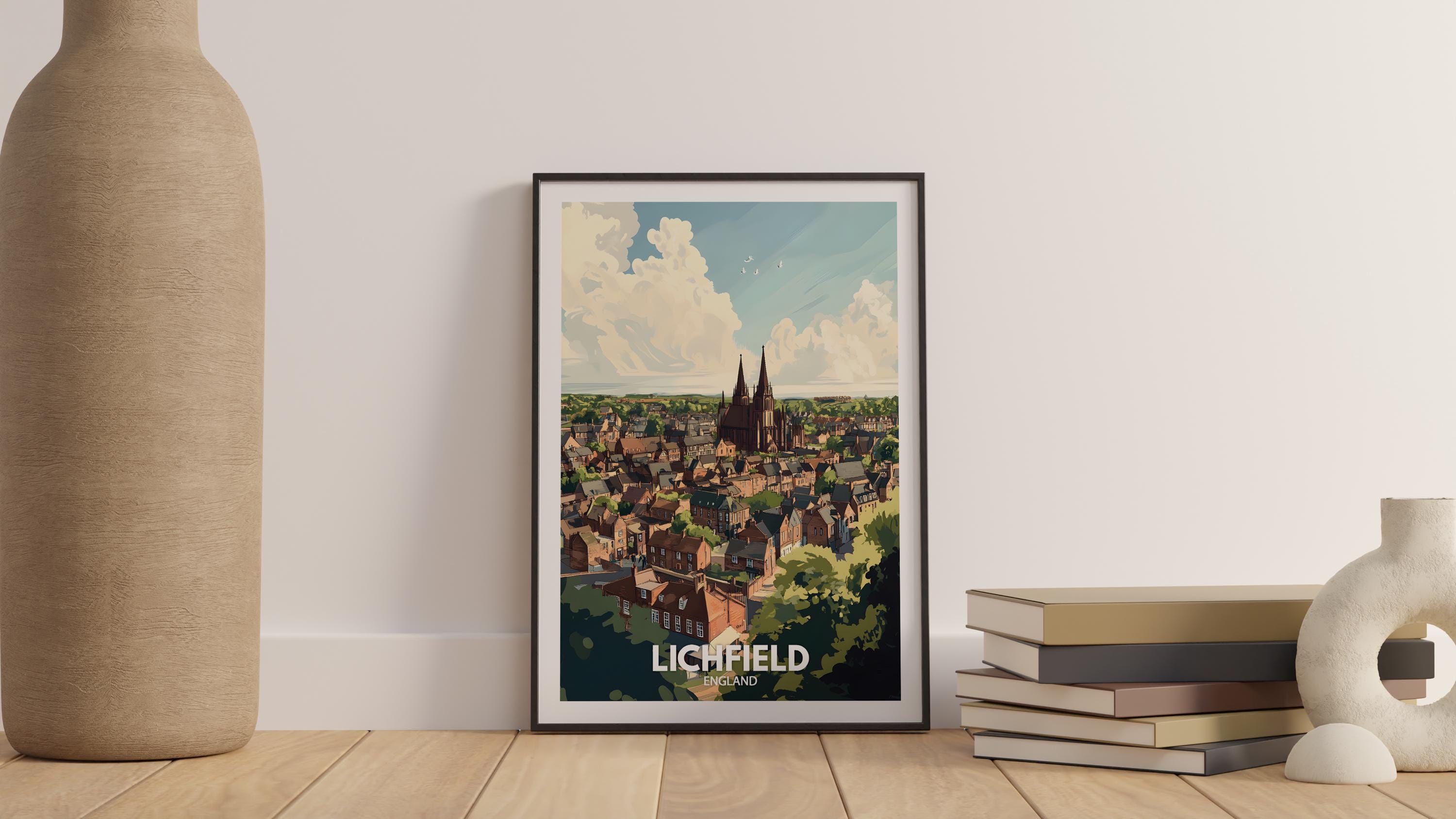 Lichfield Print - Lichfield Travel Poster / England Wall Art Print ...