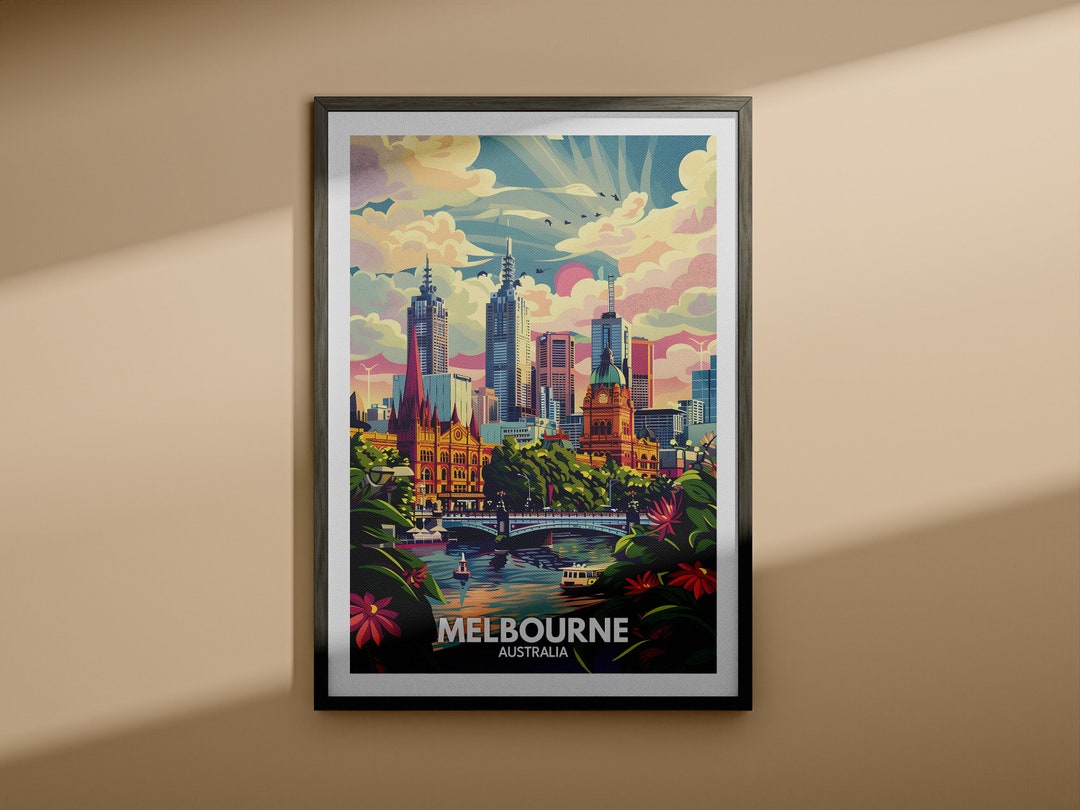 Melbourne Print - Melbourne Travel Poster / Australia Wall Art Print ...