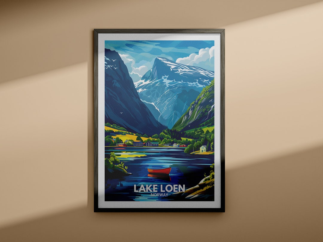 Loen Print - Lake Loen Poster / Norway Lake Art / Norway Travel Poster ...