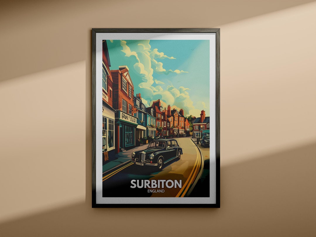 Surbiton Print - Surbiton Travel Poster / England Wall Art Print ...
