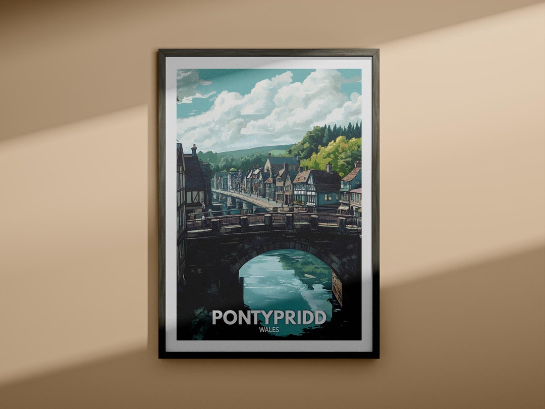 Pontypridd Print - Pontypridd Travel Poster / Wales Wall Art Print ...