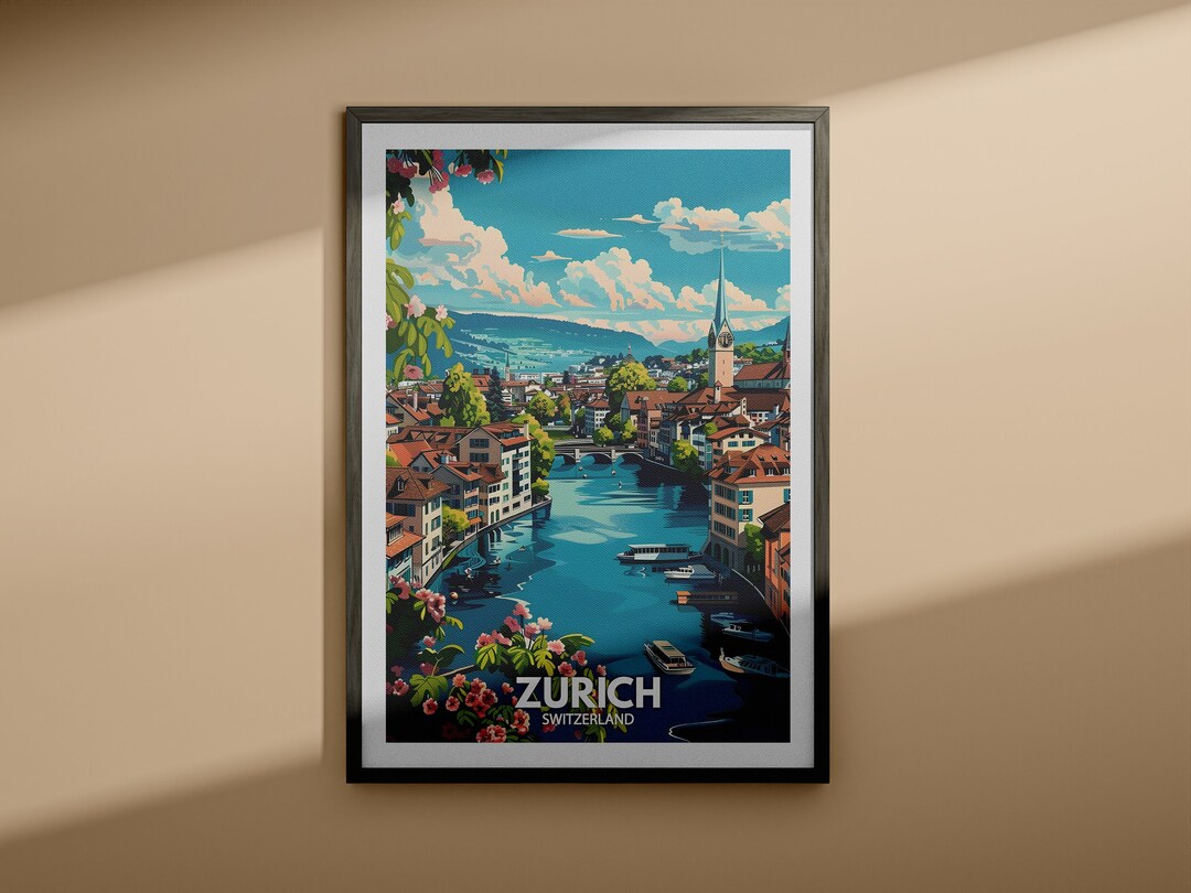 Zurich Print - Zurich Travel Poster / Switzerland Wall Art Print ...