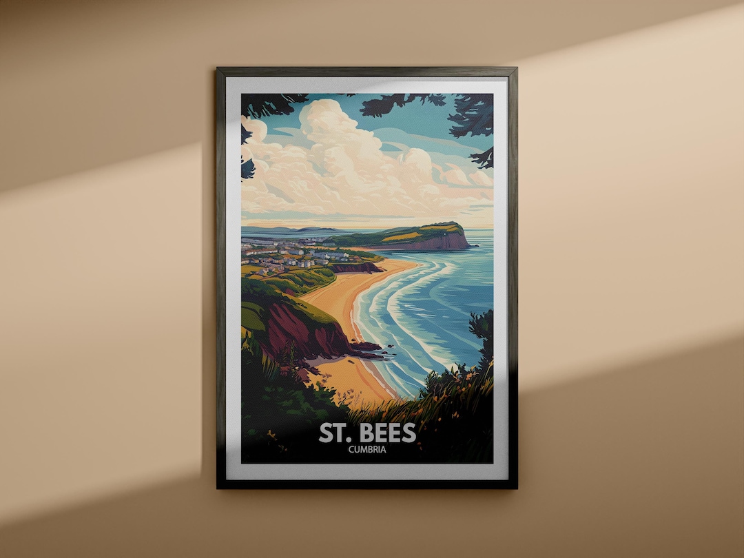 St.bees Print - St.bees Poster / Cumbria Beach Art / Cumbria Travel ...