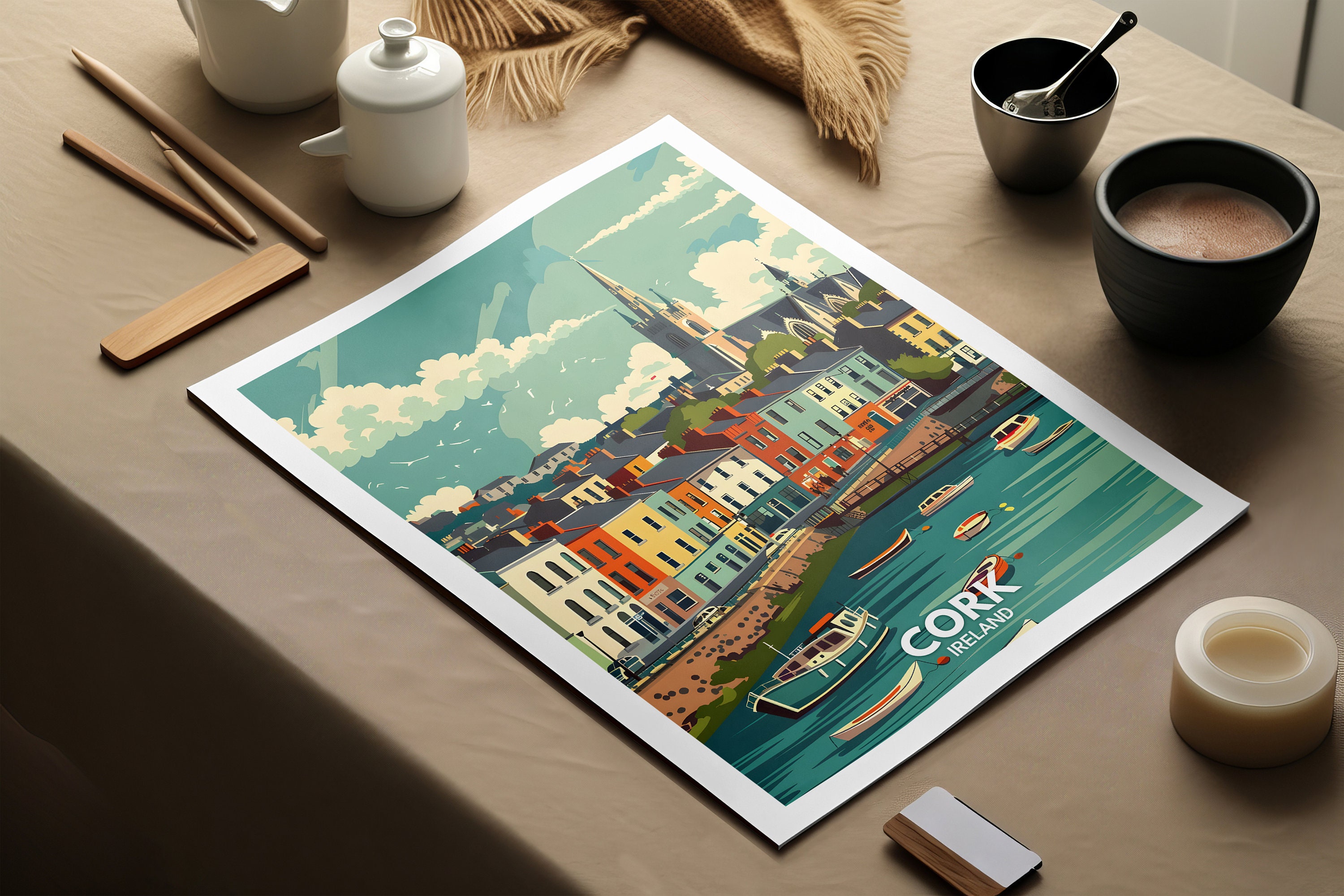 Cork Print - Cork Travel Poster / Ireland Wall Art Print / Ireland Home ...