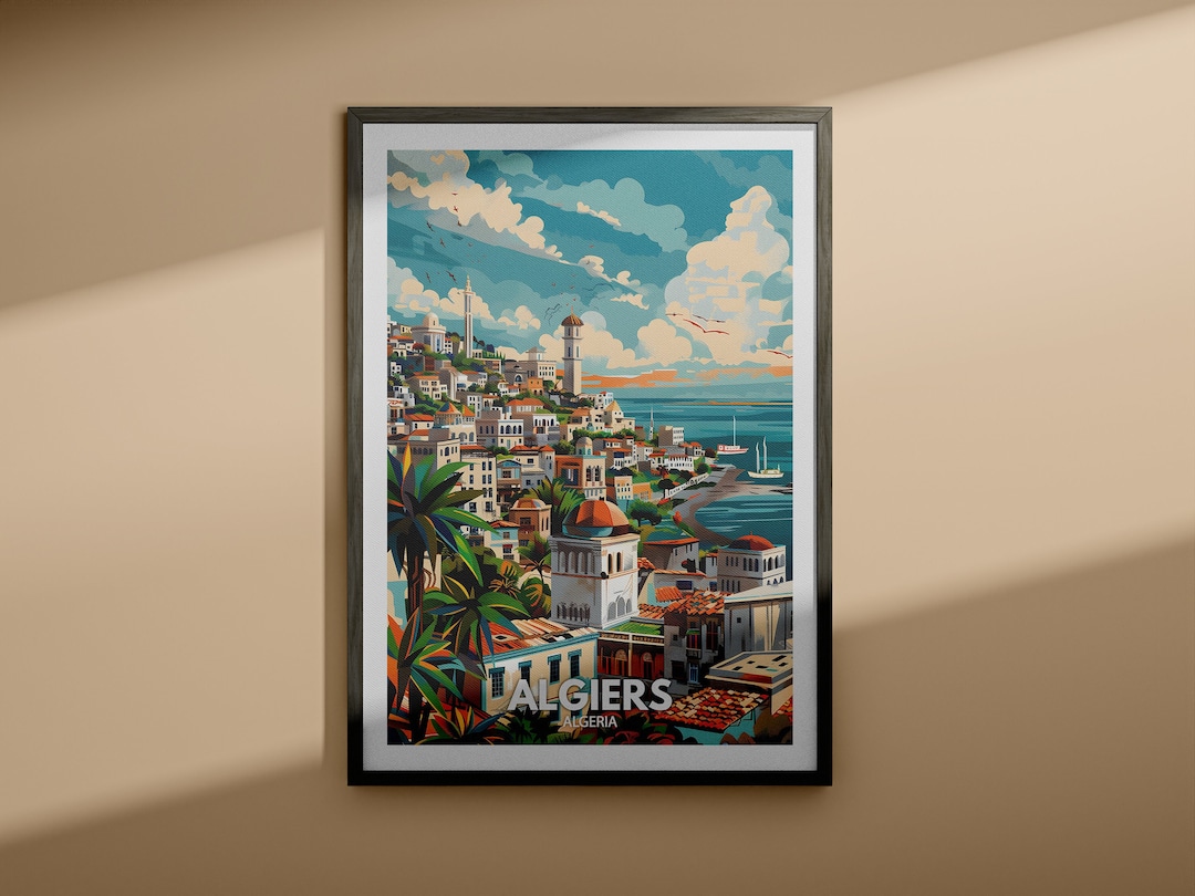 Algiers Print - Algiers Travel Poster / Algeria Wall Art Print / Algeria Home Decor / Travel ...