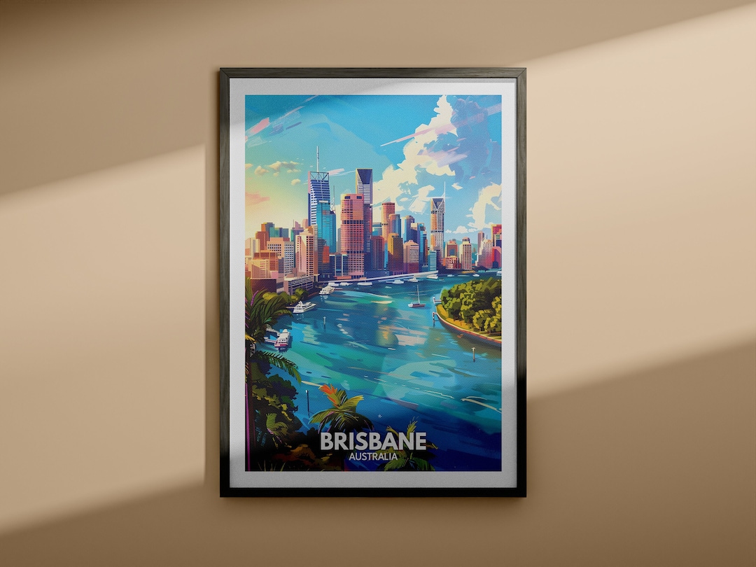 Brisbane Print - Brisbane Travel Poster / Australia Wall Art Print ...