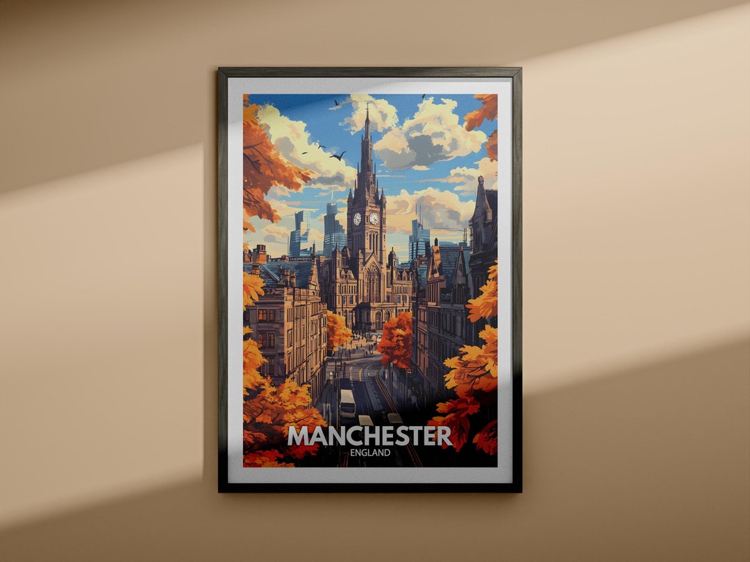 Manchester Print - Manchester Travel Poster / England Wall Art Print ...