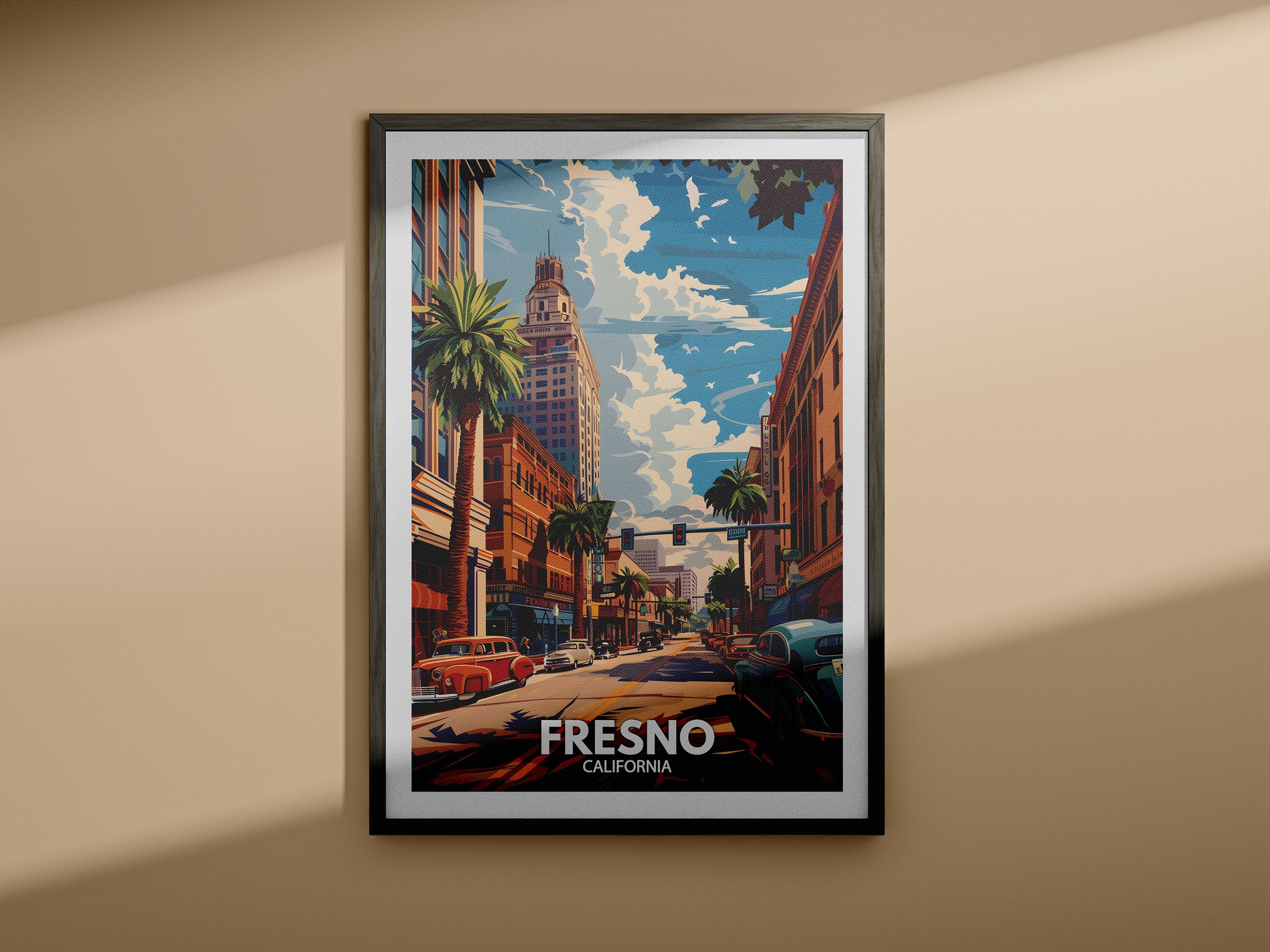 Fresno Print - Fresno Travel Poster / California Wall Art Print ...