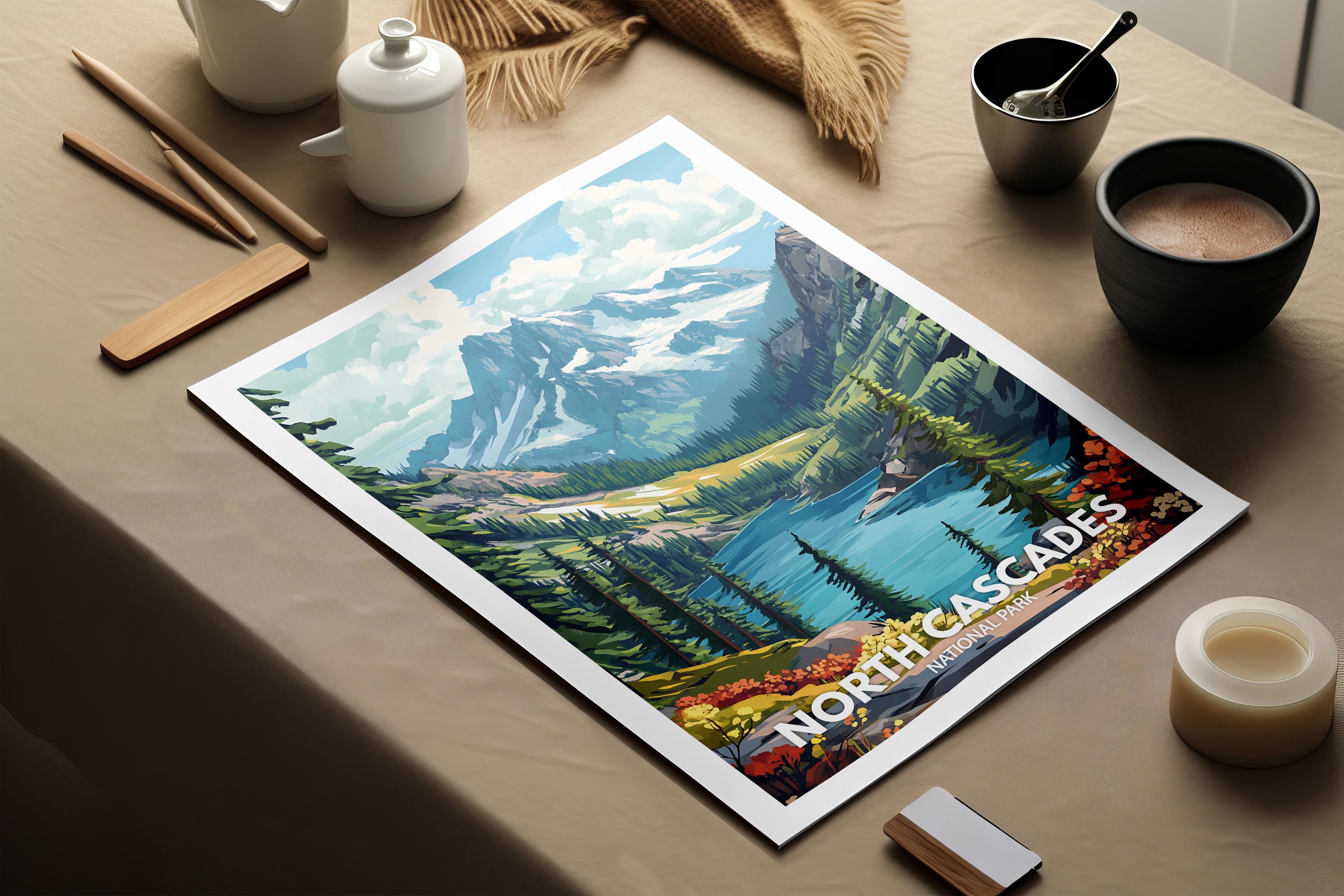 North Cascades Print - North Cascades National Park Poster / United ...