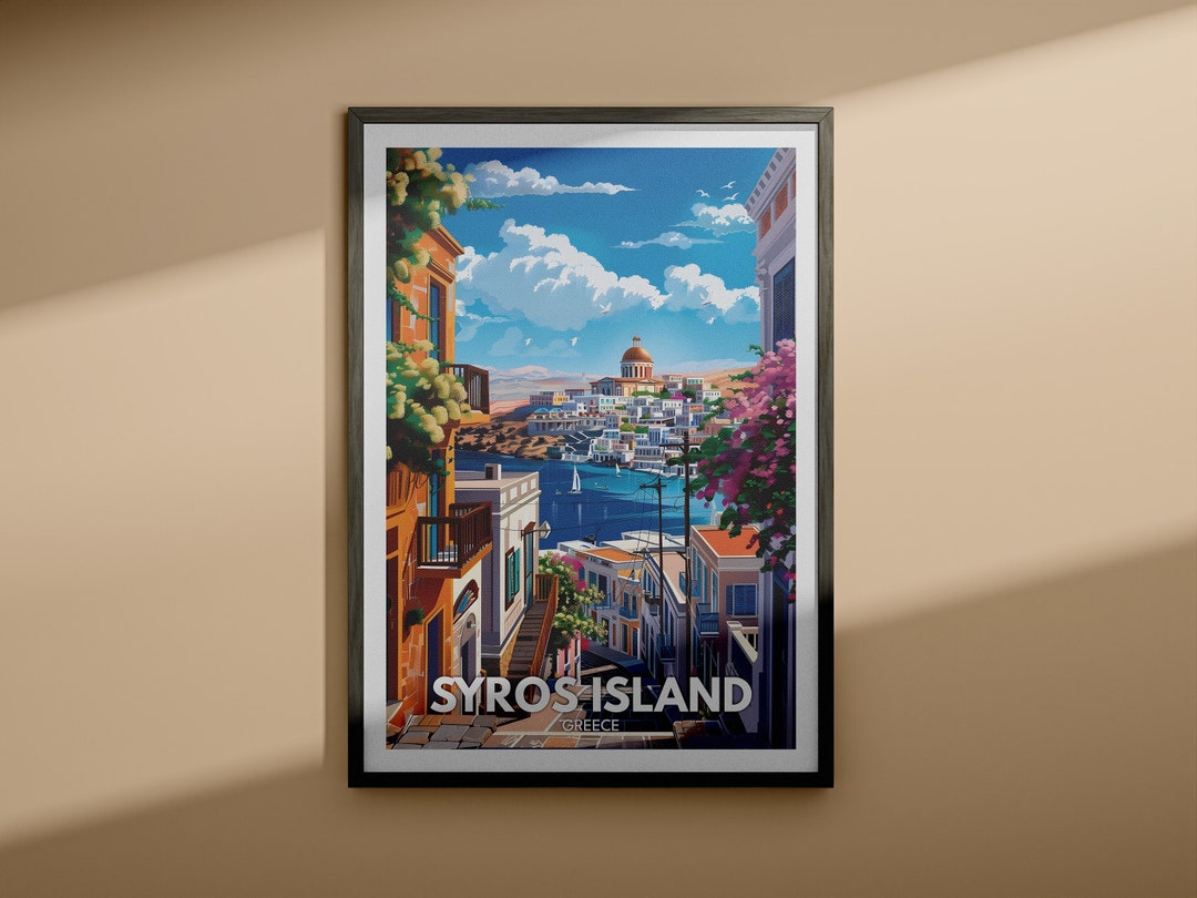 Syros Island Print - Syros Island Travel Poster / Greece Wall Art Print ...