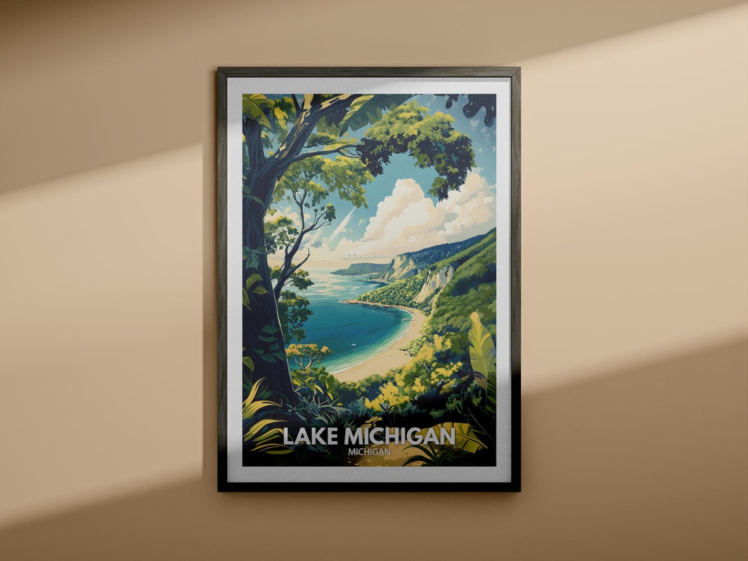 Michigan Print - Lake Michigan Poster / Michigan Lake Art / Michigan ...